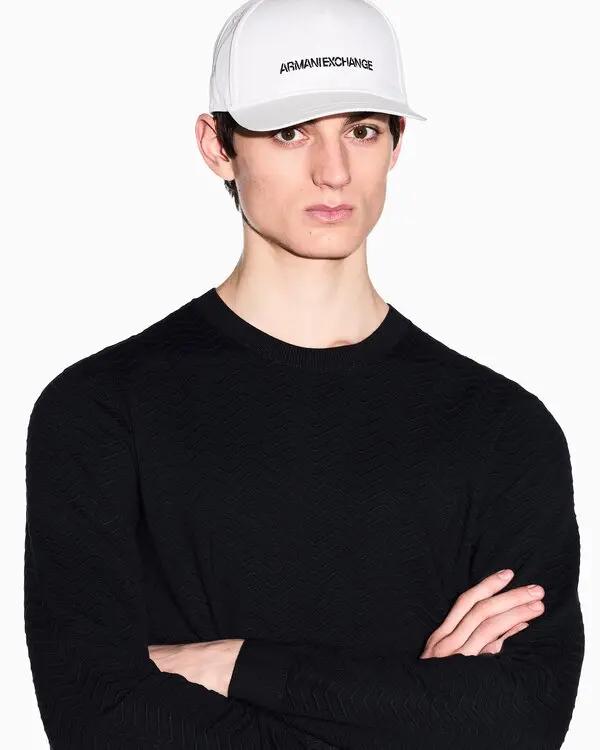 Armani Exchange Visor Hat With Logo Lettering - White