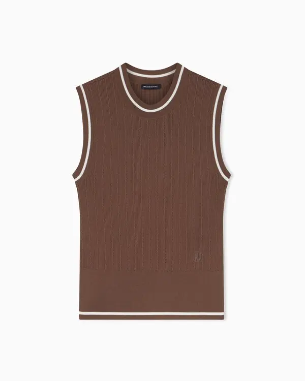 Armani Exchange Recycled Viscose V-neck Top - Brown