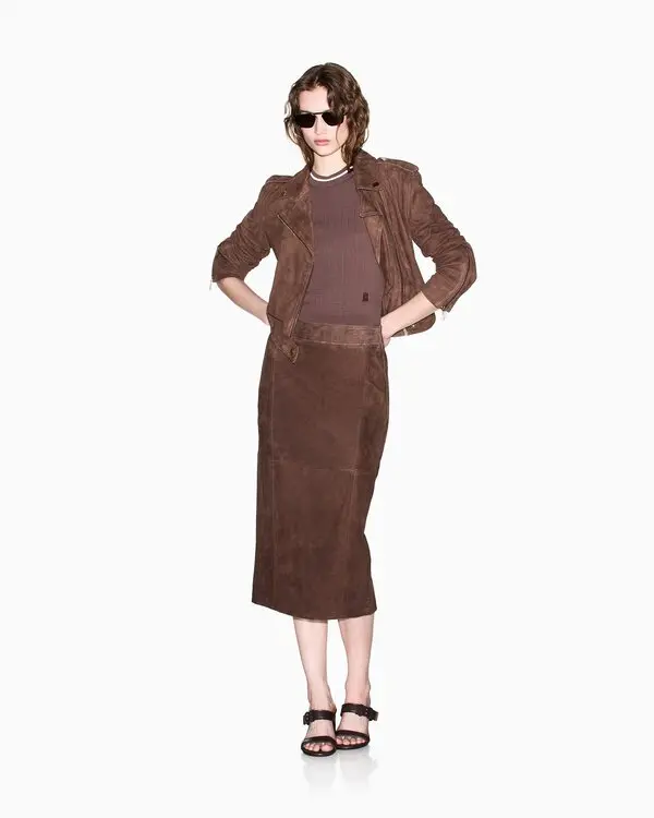 Armani Exchange Recycled Viscose V-neck Top - Brown