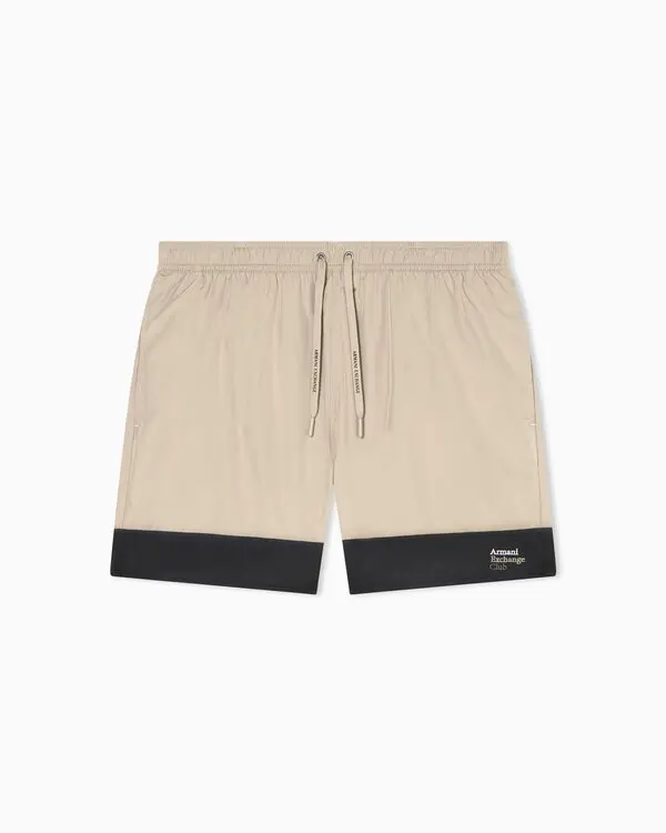 Armani Exchange Minimal Swim Boxers In Technical Fabric - Beige