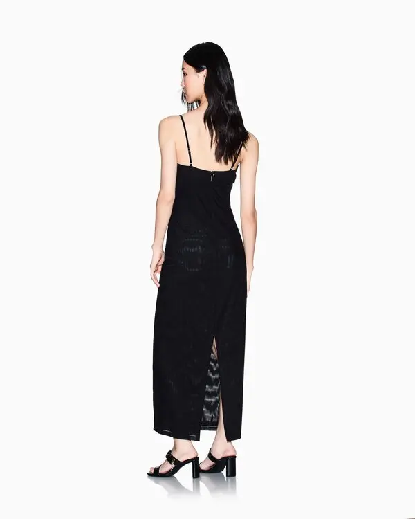 Armani Exchange Maxi Dress With Thin Straps - Black