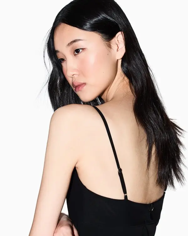 Armani Exchange Maxi Dress With Thin Straps - Black