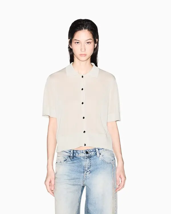 Armani Exchange Short-sleeved Linen Blend Cardigan