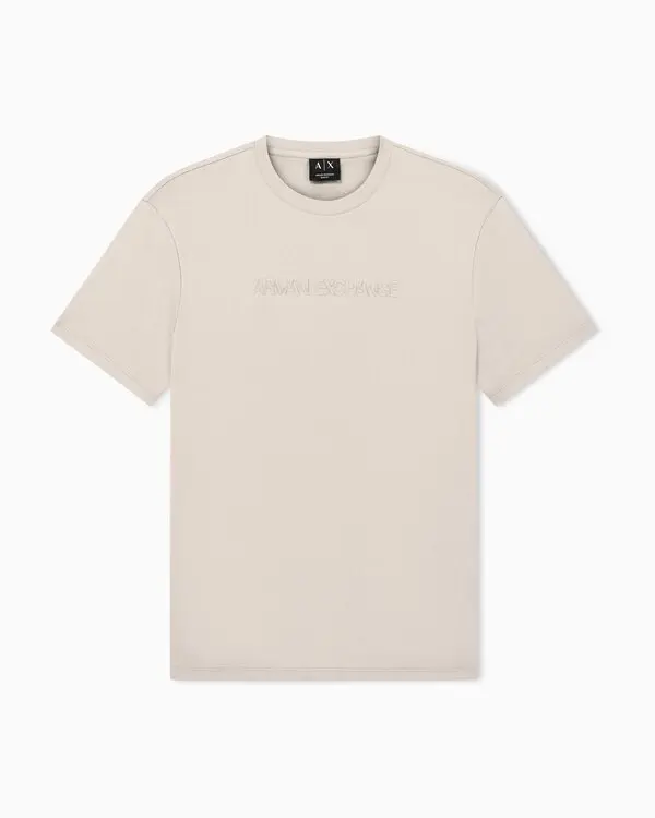 Armani Exchange Slim-fit T-shirt In Cotton Jersey With Tonal Embossed Logo - Beige