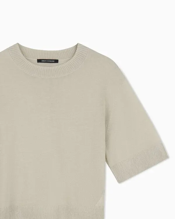 Armani Exchange Linen Blend Top With Back Slit