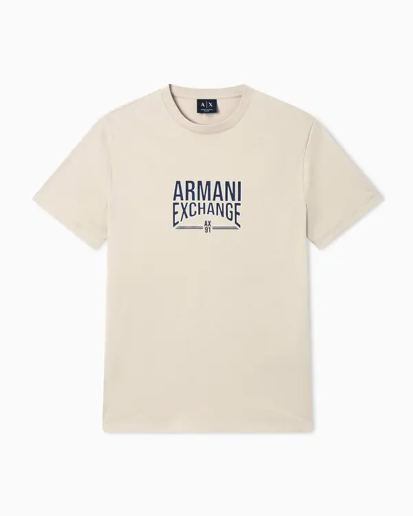 Armani Exchange Basic Slim Fit T-shirt In Cotton Jersey - Beige