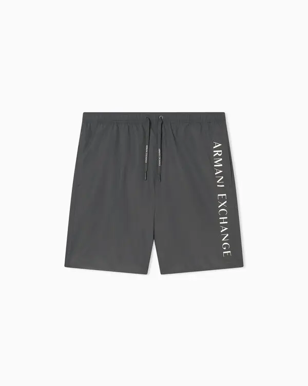 Armani Exchange Swim Shorts With Side Logo - Grey