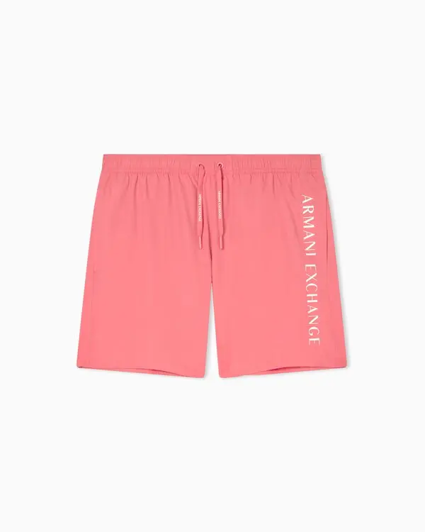 Armani Exchange Swim Shorts With Side Logo - Red
