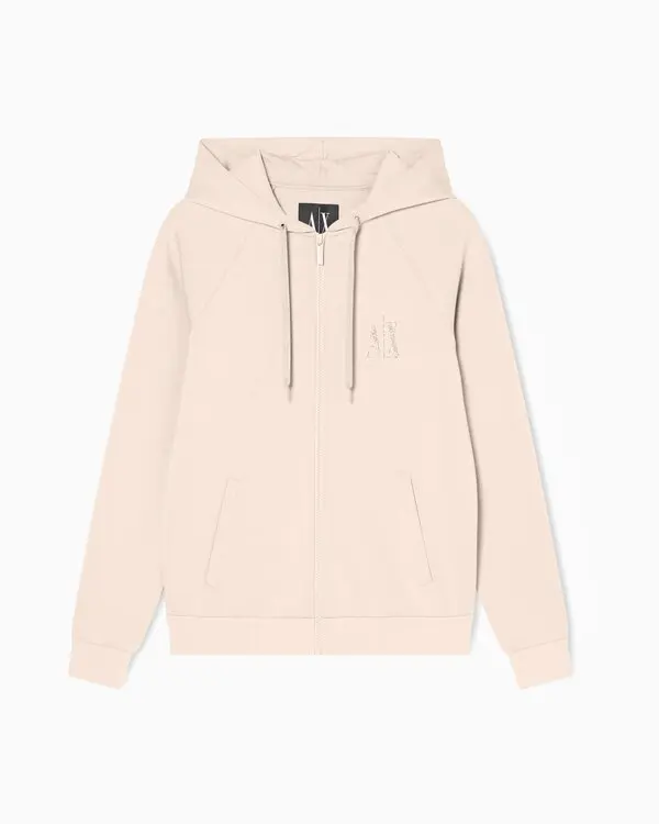 Armani Exchange Zip-up Fleece In Mixed Fabric - Beige