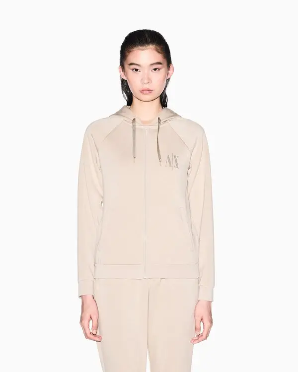 Armani Exchange Zip-up Fleece In Mixed Fabric - Beige