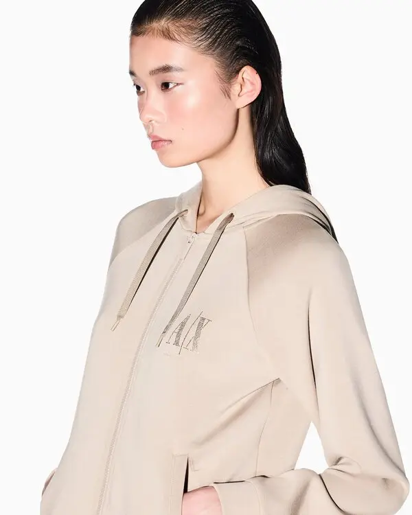 Armani Exchange Zip-up Fleece In Mixed Fabric - Beige