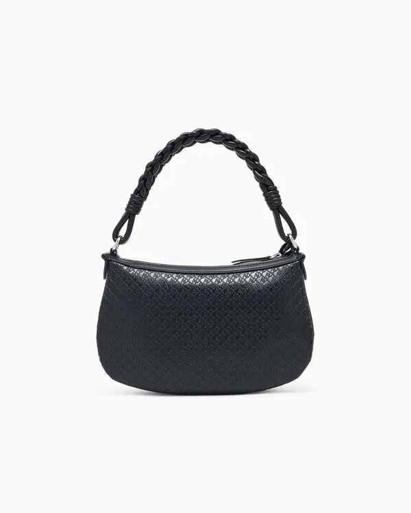 Armani Exchange Mini Shoulder Bag In Smooth Fabric - Black