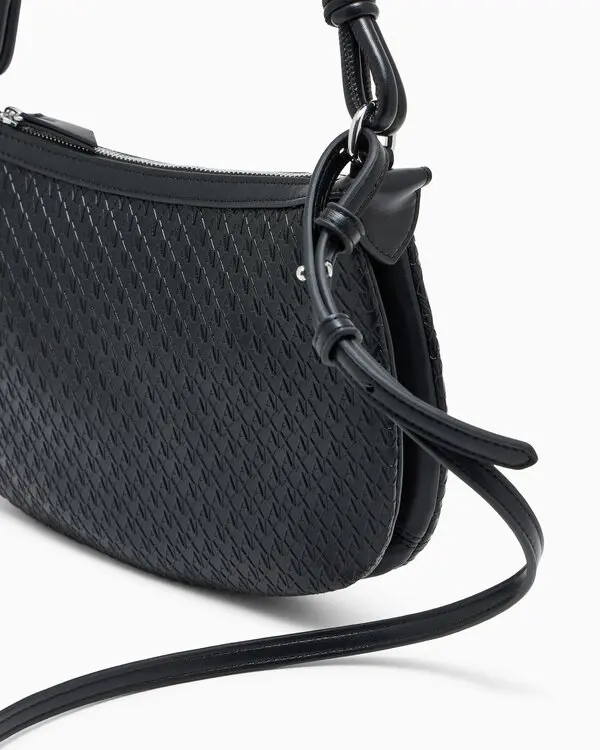 Armani Exchange Mini Shoulder Bag In Smooth Fabric - Black