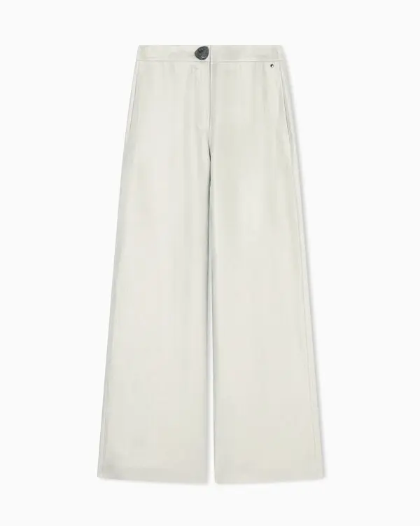 Armani Exchange Wide-leg Linen Twill Trousers - Beige