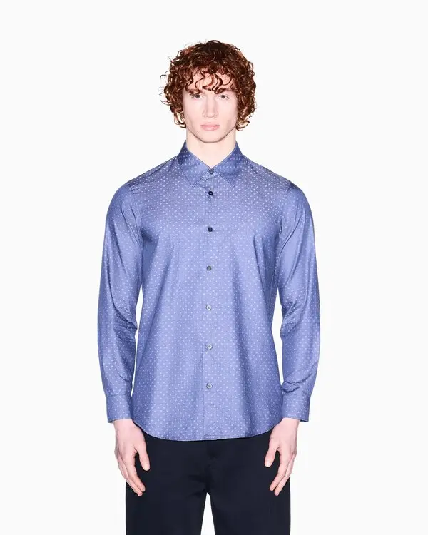 Armani Exchange Yarn-dyed Cotton Jacquard Shirt