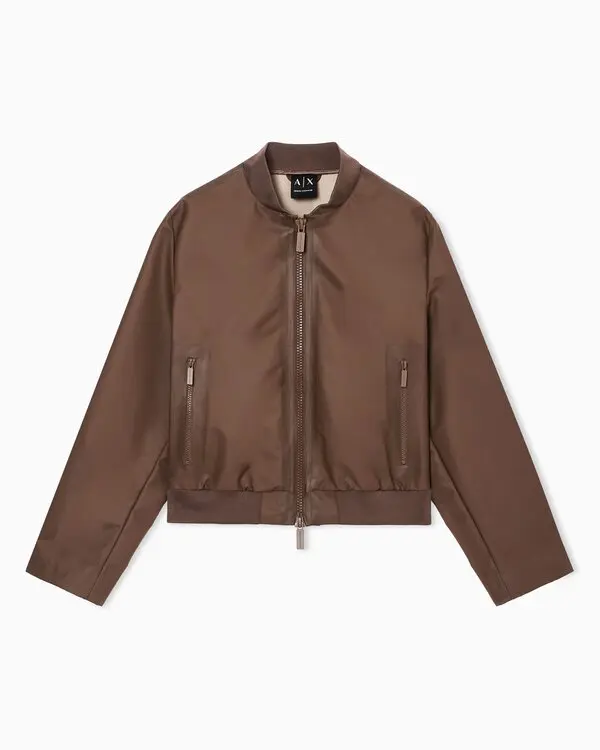 Armani Exchange Blouson With Zip In Coated Fabric