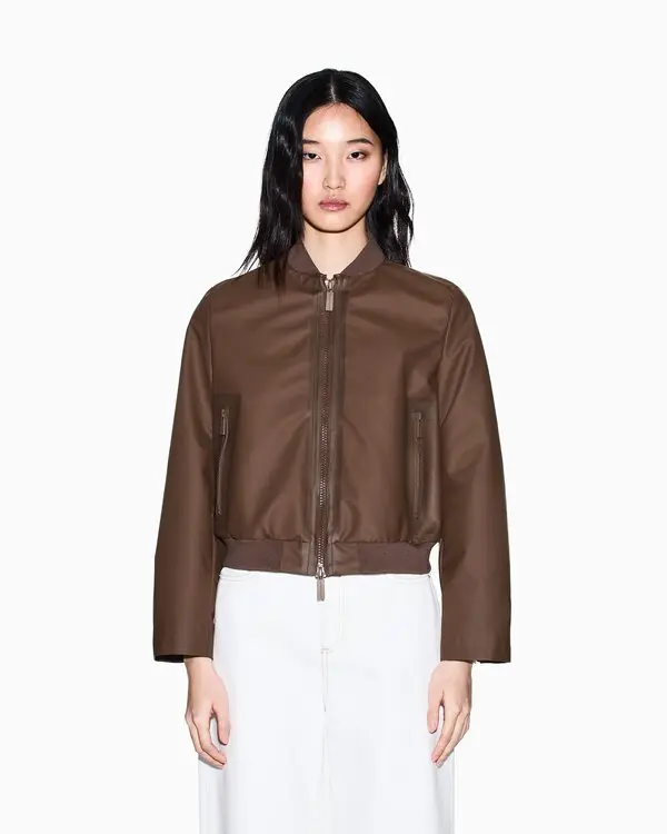 Armani Exchange Blouson With Zip In Coated Fabric