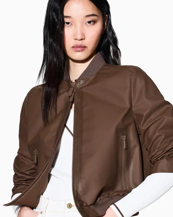 Armani Exchange Blouson With Zip In Coated Fabric