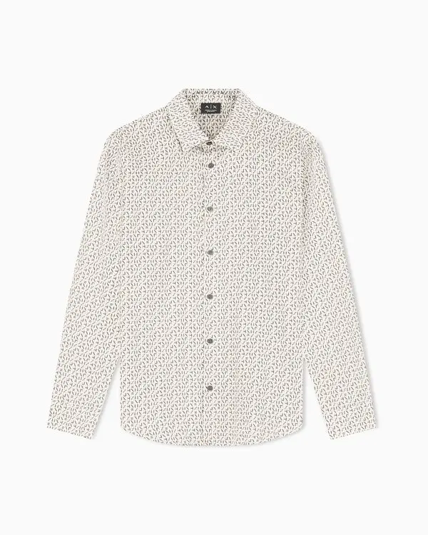 Armani Exchange Regular Fit Shirt With Lettering Logo - Beige
