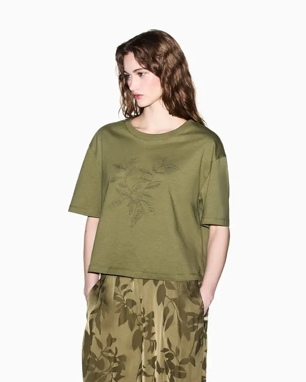 Armani Exchange Cropped Heavy Jersey T-shirt