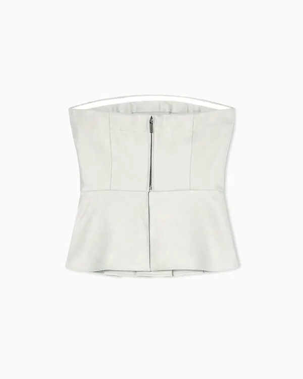 Armani Exchange Flared Top With Pleats In Linen Twill