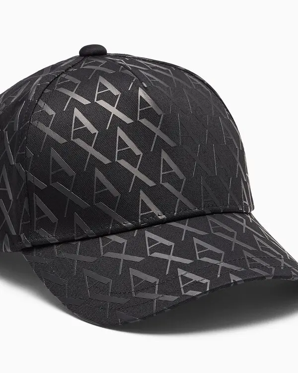 Armani Exchange Patterned Baseball Cap In Cotton Twill