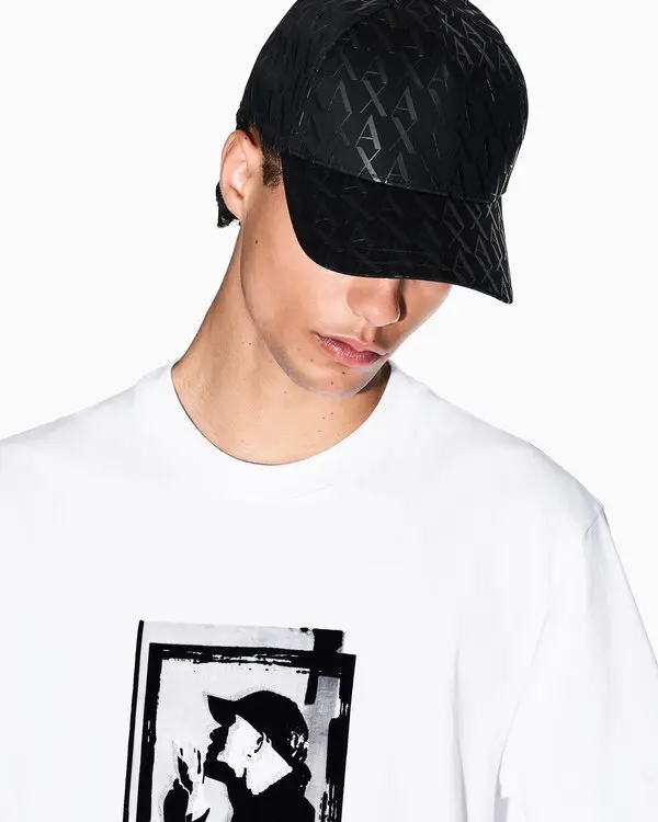 Armani Exchange Patterned Baseball Cap In Cotton Twill