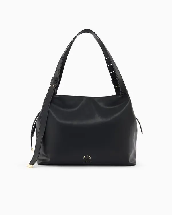Armani Exchange Shoulder Bag In Technical Fabric - Black