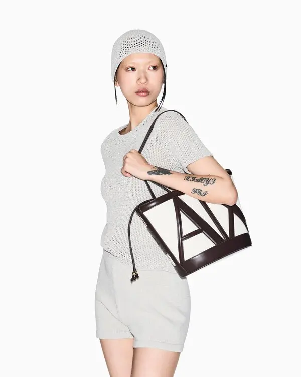 Armani Exchange Perforated Top In Lurex Thread