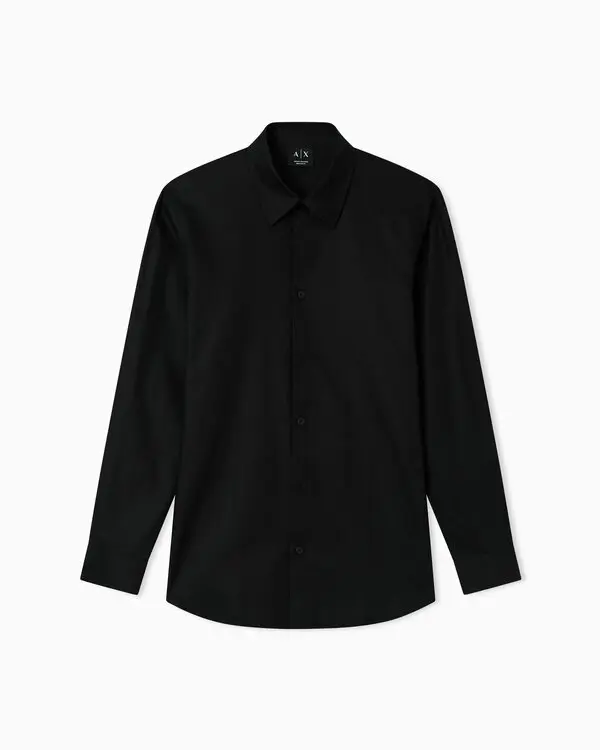 Armani Exchange Casual Shirt In Textured Cotton Jacquard - Black