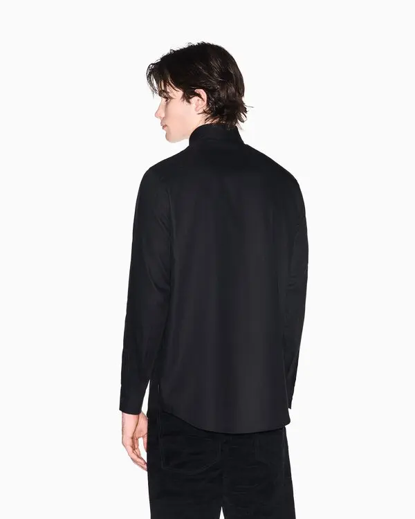 Armani Exchange Casual Shirt In Textured Cotton Jacquard - Black