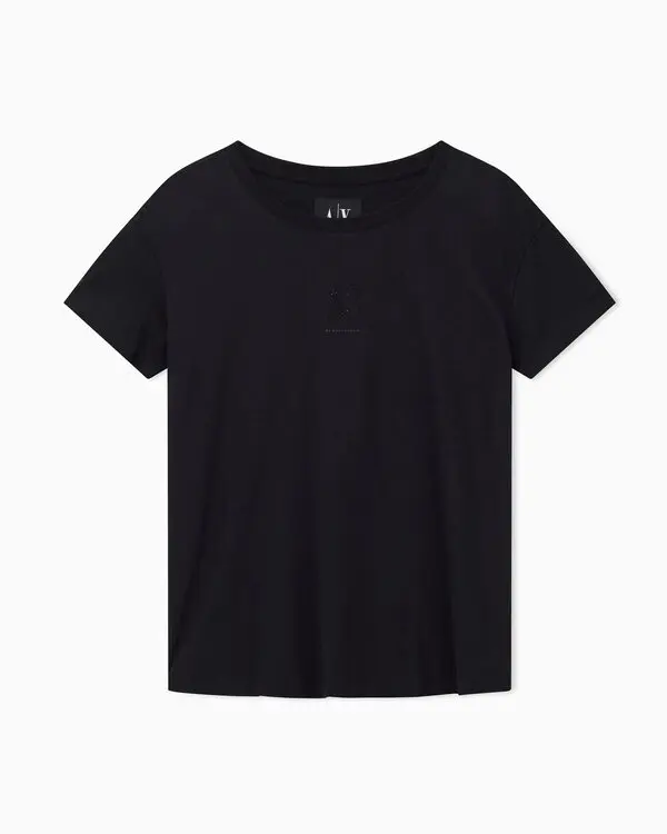 Armani Exchange Boyfriend Fit T-shirt In Cotton Jersey With A Logo Icon - Black