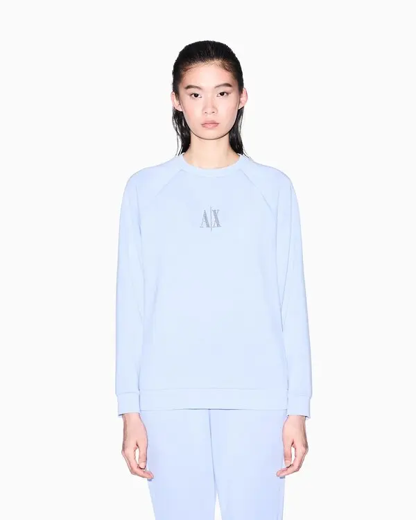 Armani Exchange Crew Neck Sweatshirt In Viscose With Embossed Logo Icon