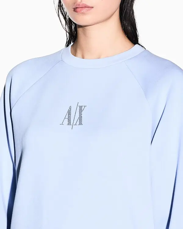 Armani Exchange Crew Neck Sweatshirt In Viscose With Embossed Logo Icon