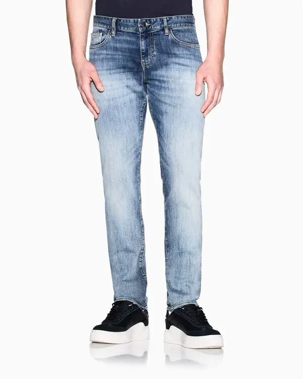 Armani Exchange Super Skinny Jeans In Washed Stretch Denim
