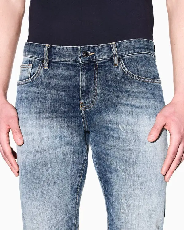 Armani Exchange Super Skinny Jeans In Washed Stretch Denim