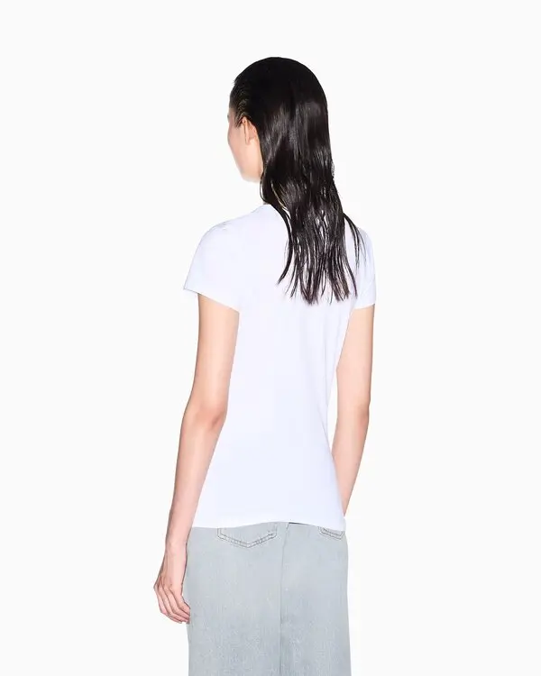 Armani Exchange Slim-fit T-shirt In Solid-color Cotton Jersey - White