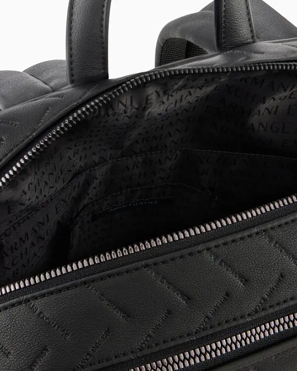 Armani Exchange Backpack With Embossed Pattern And Adjustable Padded Straps