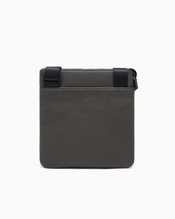 Armani Exchange Flat Cross-body Messenger Bag In Coated Fabric - Brown