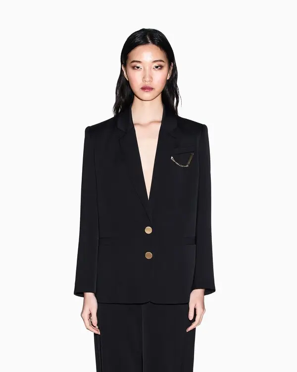 Armani Exchange Lightweight Jacket In Recycled Crepe Satin - Black