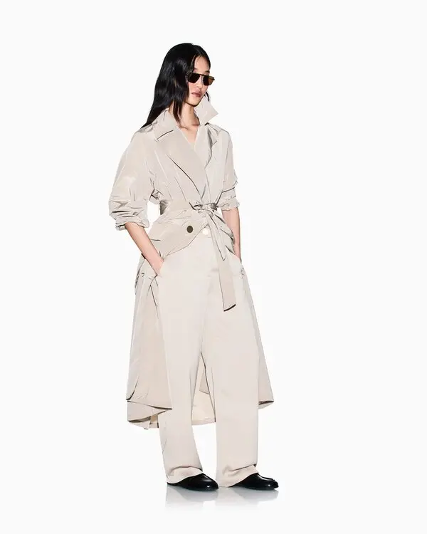 Armani Exchange Classic Trousers In Recycled Crêpe Satin - Beige