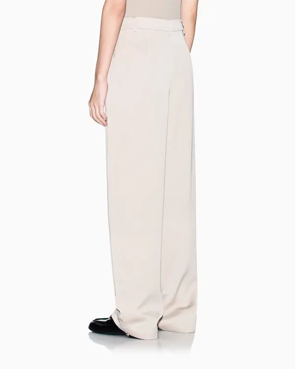 Armani Exchange Classic Trousers In Recycled Crêpe Satin - Beige