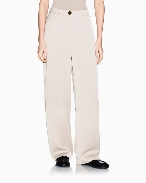 Armani Exchange Classic Trousers In Recycled Crêpe Satin - Beige