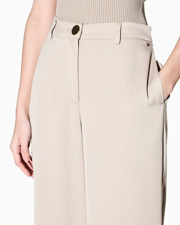 Armani Exchange Classic Trousers In Recycled Crêpe Satin - Beige