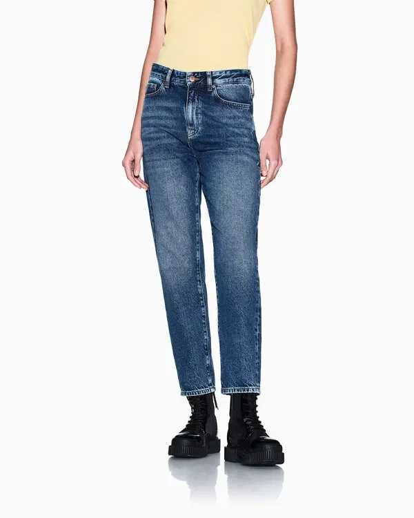 Armani Exchange Boyfriend Jeans In Dark Denim