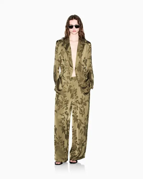 Armani Exchange Jacquard Viscose Palazzo Pants With Geometric Pattern