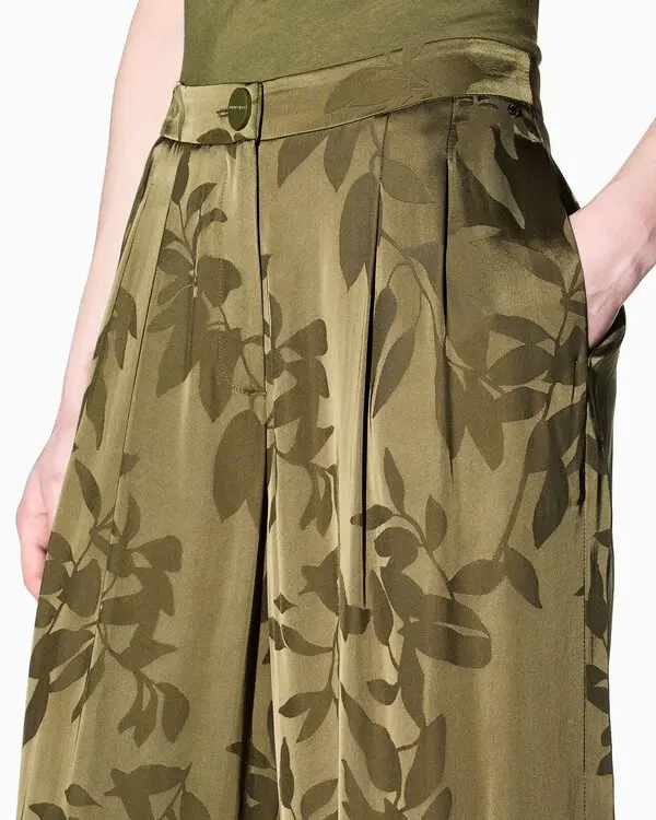 Armani Exchange Jacquard Viscose Palazzo Pants With Geometric Pattern