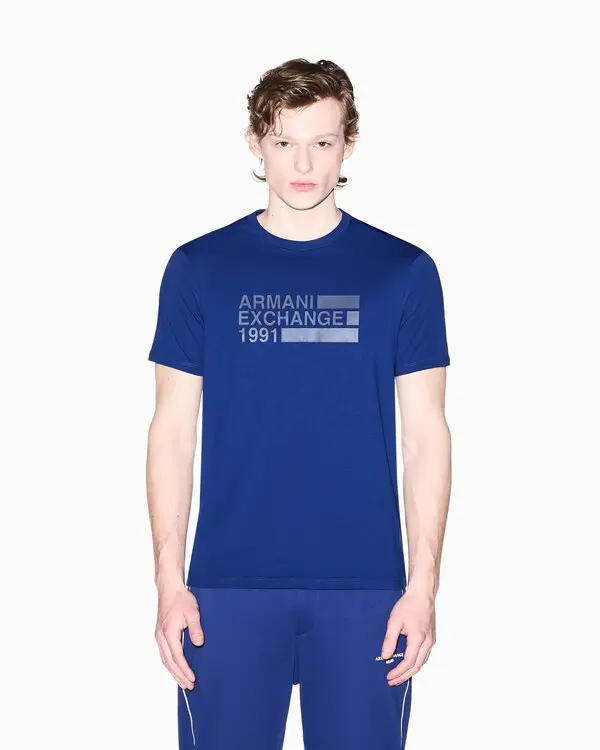 Armani Exchange Slim Fit T-shirt In Basic Cotton Jersey - Blue