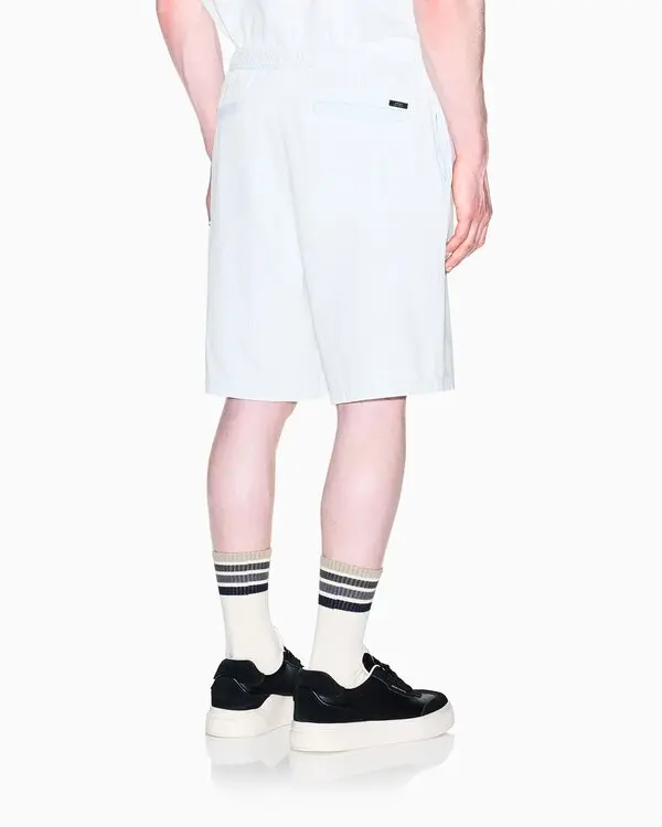Armani Exchange Light Wash Denim Bermuda Shorts With A Used Effect