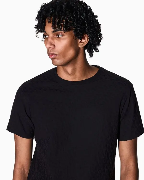 Armani Exchange Slim Fit Mercerized Cotton Jacquard T-shirt - Black